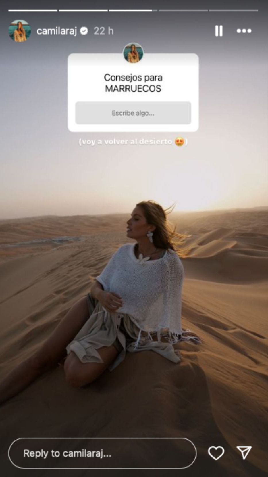 Arenas, desierto y calor: Cami Rajchman reveló el próximo destino al ...